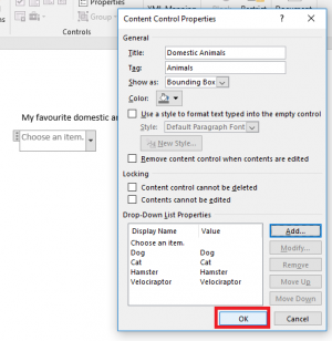 Creating drop-down lists in Microsoft Word – TemplateTom.com